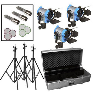 ARRI Fresnel 150 Three-Light Kit, 120V Bulbs, 4-Light Case with Wheels