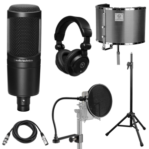 Audio-Technica AT2020 Cardioid Condenser Microphone Recording Setup Kit ...
