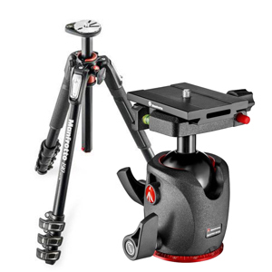 Manfrotto 190XPRO 190 4-Section Aluminum Tripod, Bundle with XPRO Ball ...