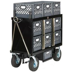Backstage 6-Crate Horizontal Steel Set Box Cart, Black Hammertone