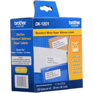 Brother DK1201 1.1 x 3.5" Standard Address White Paper Labels, 400 ...