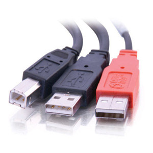 C2G Cables to Go 6' (1.82m) USB 2.0 One B Male to Two A Male Y-Cable 28108