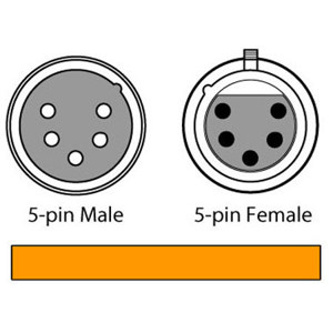 CHAUVET Professional 5' 5-Pin Male to 5-Pin Female DMX Cable DMX5P5FT