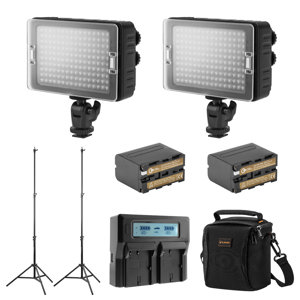 CLAR 2x 204 Bi-Color On Camera LED Video Light with Accessories Kit