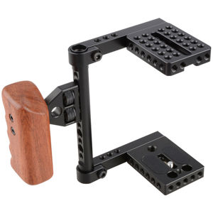 CAMVATE Camera Cage with Left-Side Wood Handle for Select DSLRs C1392