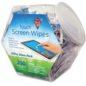 Falcon Dust-Off Touch Screen Wipes - Office Share Pack, 200 Count Jar
