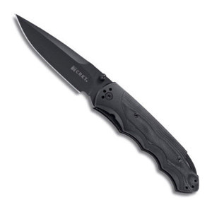 CRKT Fire Spark AO Folding Knife, 3.9" Plain Edge, Spear Point Black Blade