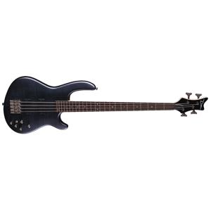 Dean Edge 4 Flame Top Electric Bass Guitar, Trans Black Satin