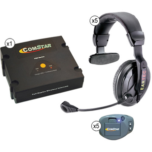 Eartec COMSTAR XT 5-User Wireless Intercom System, 5x Proline Single ...