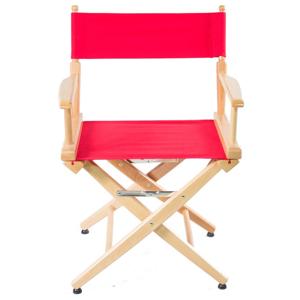 Filmcraft Pro Grade Studio Director's Chair, 18", Natural Wood with Red ...