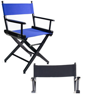 Filmcraft Grade Studio Director's Chair, 18", Black Finish W/ Blue ...