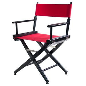 Filmcraft Pro Grade Studio Director's Chair, 18", Black Finish with Red ...