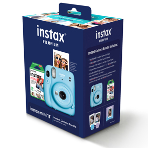 Fujifilm Instax Mini 11 Instant Film Holiday Camera Bundle, Sky Blue, 2021