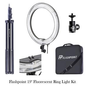 Flashpoint 19" AC Powered 600W 5500K Fluorescent Ring Light Kit