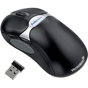 Fellowes Microban Cordless 5-Button Optical Mouse, Black/Silver 98912