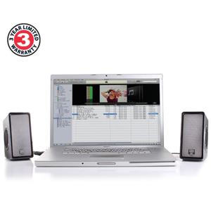 GoGroove SonaVERSE O2 USB Speakers with Passive Woofers, Pair, Gray