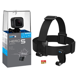 GoPro HERO5 Session Bundle with Head Strap & QuickClip, SanDisk 16GB SD ...