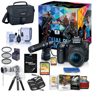 Canon EOS 90D DSLR Video Kit with DM-E100 Mic & EF-S 18-55mm Lens W/Acc ...