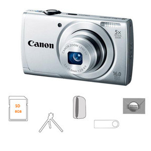 Canon PowerShot A2500 Digital Camera, Silver, Bundle with 8GB Card & MORE