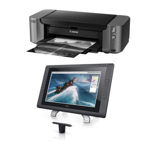 Canon Pixma PRO-10 Professional Inkjet Printer with Wacom Cintiq 22HD ...