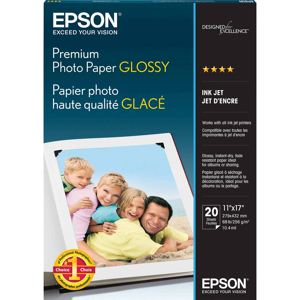 Epson Premium Glossy Photo Paper (11x17"), 20 Sheets S041290 - Adorama