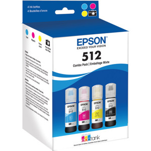 Epson T512 Dye Color Combo Ink Bottles with Sensormatic, 1 Pack of 4 ...