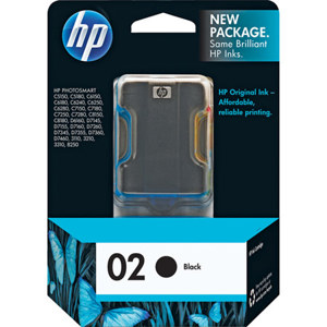 HP # 02 Black Ink Cartridge for many Photosmart Inkjet Printers, 16ml.