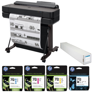 HP DesignJet T650 24" LF Thermal Inkjet,2025,w/Color & 80ml Black Ink ...