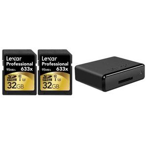 Lexar 32GB Class 10 UHS-I U3 SDHC Memory Card(2 pack) W/Lexar Pro SD ...