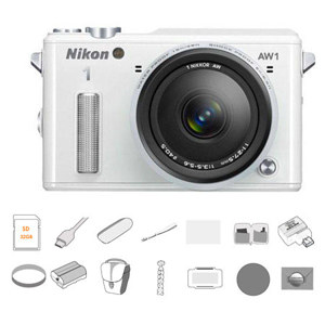 Nikon 1 AW1 Camera w/11-27.5, White, Bundle w/Accessory Package C (See ...