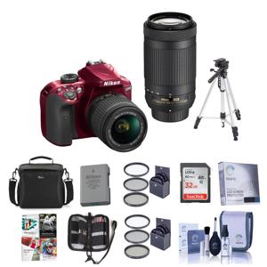 Nikon D3400 DSLR with 18-55mm DX VR & 70-300mm ED Lenses and Premium ...