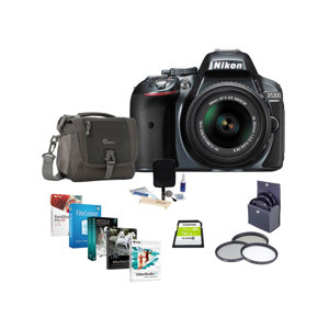 Nikon D5300 DSLR with 18-55mm DX VR II Lens and Free Accessories, Gray