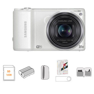 Samsung WB250F Smart Digital Camera, White - Bundle with Accessories