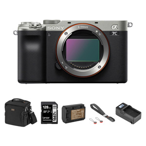 Sony Alpha 7C Mirrorless Camera, Silver - Free Accessories Bundle