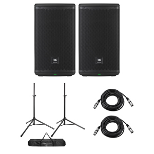 JBL 2x EON710 10" 1300W Powered Portable PA Speaker (Bluetooth) w/Stand ...