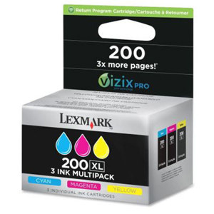 Lexmark 200XL Color Cyan Magenta Yellow Ink Print Cartridges, 3 Pack, 1 ...