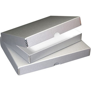 Lineco 11x14" Clamshell Folio Storage Box, 1.75" Deep, Mettalic, Silver