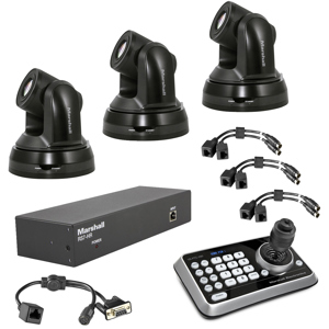 Marshall Electronics CV620 2MP HD 20x PTZ Camera, Black, 3-Pack, with ...