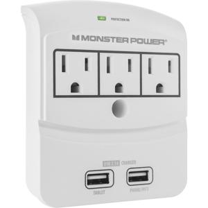 Monster Cable Core Power 350 USB Wall Outlet Surge Protector, White ...