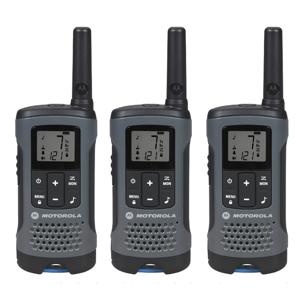Motorola T200TP 22-CH 20 Mile Rechargeable Two-Way Radio, 3 Pack, Gray