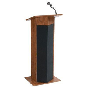 Oklahoma Sound Power Plus Floor Lectern, Walnut Finish 111PLS-WT