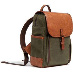 ONA The Monterey Leather/Waxed Canvas Backpack, Olive and Antique Cognac
