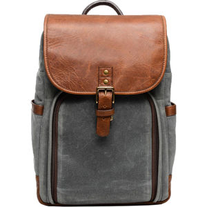 ONA The Monterey Leather/Waxed Canvas Backpack, Smoke and Antique Cognac