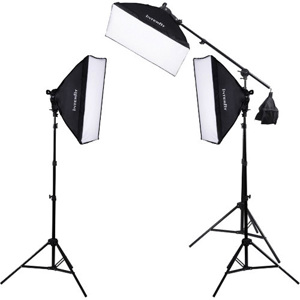 Interfit Photographic Interfit F5 Three-Head Fluorescent Lighting Kit w ...