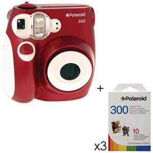 Polaroid PIC 300 Instant Camera Analog -Red BUNDLE w/3 Packs of Film #PLDPIC300R