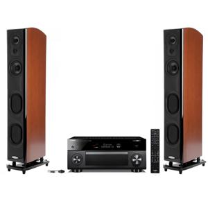 Polk 2X LSiM705 47" Tower Speaker Mt Vernon Cherry W/Yamaha RX-V2085 AV ...