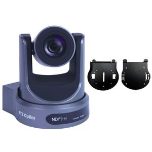 PTZOptics 2.07MP FHD NDI|HX 30x PTZ Camera, Gray, Bundle w/Ceiling Mount