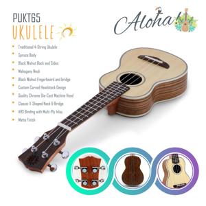 Pyle PUKT65 4-String Soprano Traditional Ukulele, Spruce/Mahogany