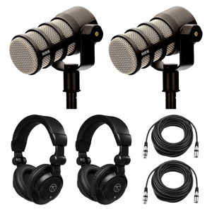 Rode PodMic Dynamic Podcasting Microphone with Headphones and Cables, 2 ...