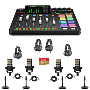 Rode RodeCaster Pro II Production Studio w/PodMic, Stand & Headphone, 4 ...